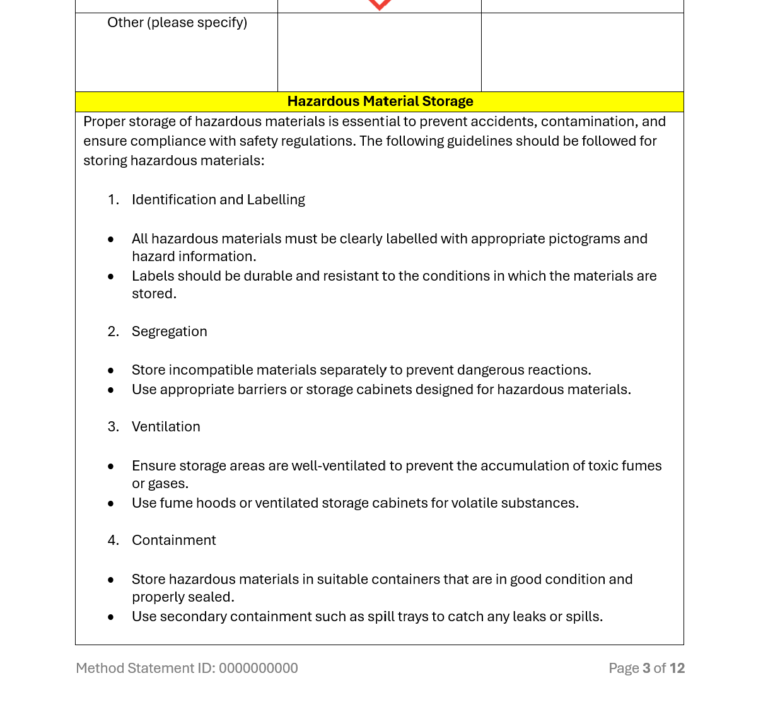Blank Method Statement Template. Fully Customisable Microsoft Word ...
