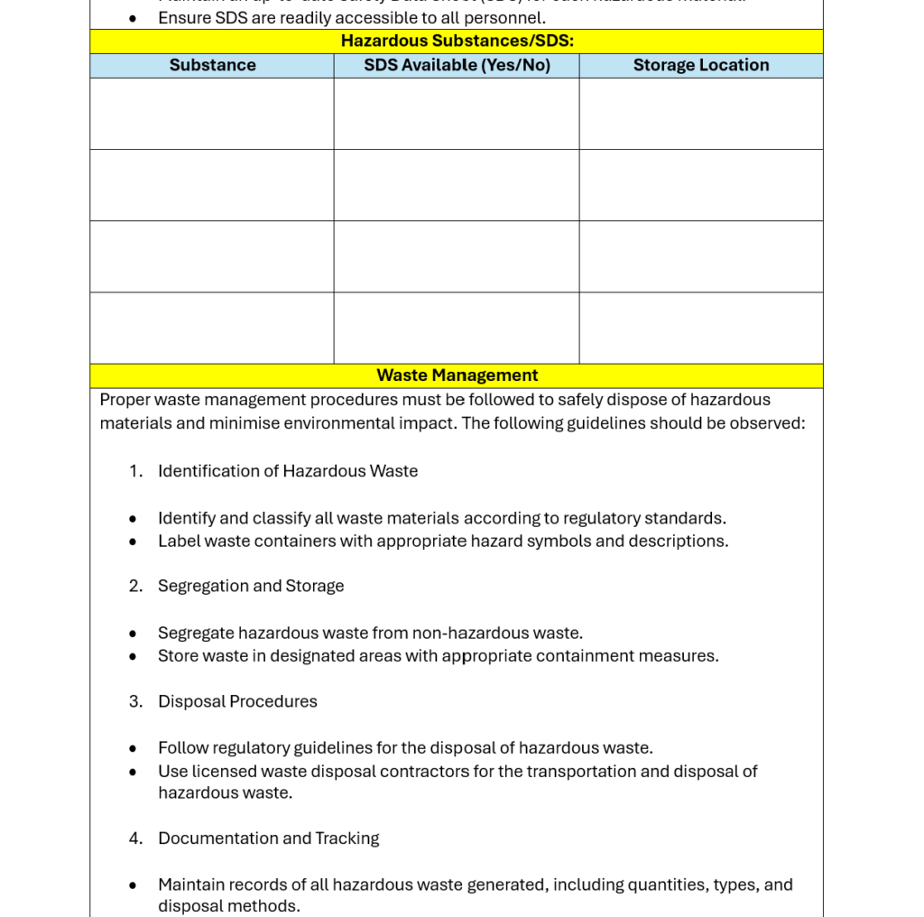 Blank Method Statement Template. Fully Customisable Microsoft Word ...