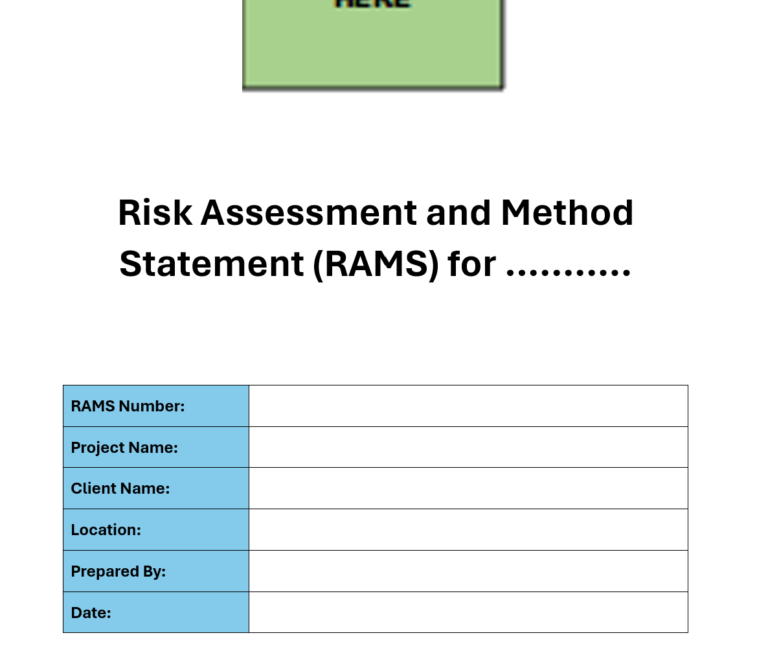 Blank RAMS Template, Risk Assessment Method Statement, Editable ...