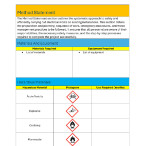 Blank RAMS Template, Risk Assessment Method Statement, Editable ...