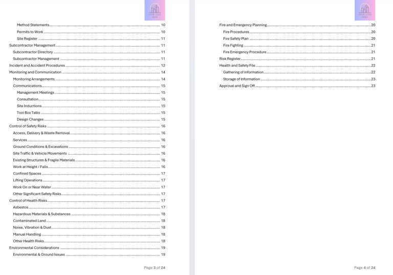 Construction Phase Plan Cpp Template Ms Word Uk 5733