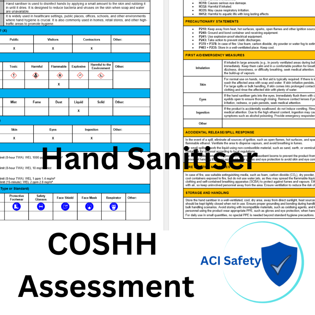 Hand Sanitiser COSHH Assessment Template – MS Word - ACI Safety